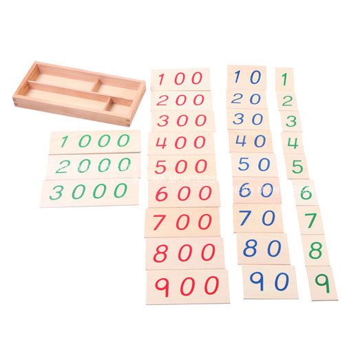 Large Wooden Number Cards With Box (1-3000) | Adena | Montessori Materials
